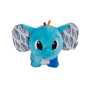 Lamaze Puffaboo Elephant Baby Toy - Soft Squeaky Elephant Toy with Crinkly Ears - Interactive Baby Toys for Sensory Play - Baby Sensory Toys Ages 3 Months and Up