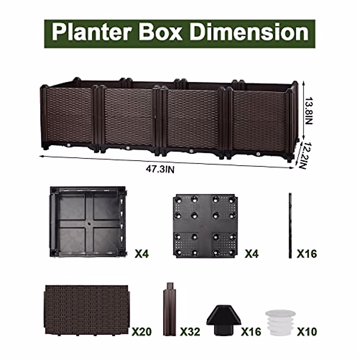 OMMO Deepened Raised Garden Beds Outdoor 4 Set, Plastic Planter Box Large Garden Bed Planter Pots for Patio Yard Balcony Deck Growing Plants, Vegetable, Fruits and Herbs (Install by Yourself Needed)