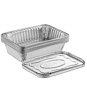 [20 Pack - 2 1/4 lb. Combo] Propack Disposable Aluminum Foil Meal Prep Cookware Oblong Pans With Foil Lids, Oven, Toaster, Grill, Cooking, Roasting, Broiling, Baking, Event, Take Out, Restaurant