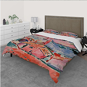 HOBBOY Bright Watercolor Bedding Sets 3 Piece 1 Duvet Cover with Zipper Ties 2 Pillowcases Henri Matisse Painting Art Soft Duvet Cover Set Twin Size