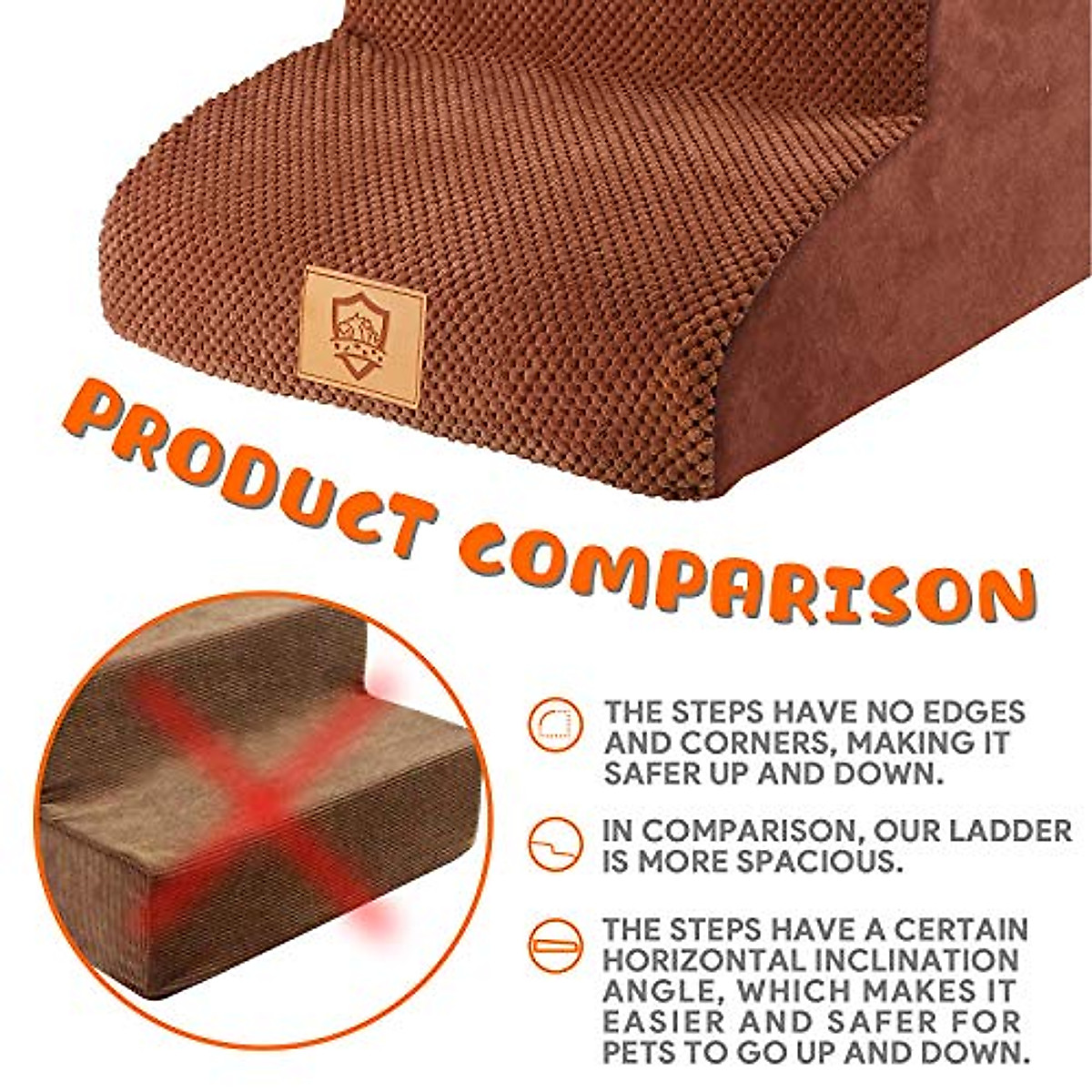 Topmart High Density Foam Pet Steps 2 Tiers,11.8" High,Non-Slip Dog Stairs,Dog Ramp,Soft Foam Dog Ladder,Best for Dogs Injured,Older Cats,Pets with Joint Pain,Suitable for Low Sofas,Stairs,Lower place