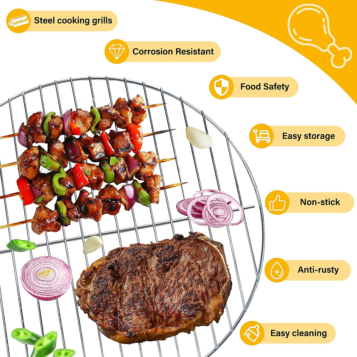 TENGCHANG 32" Charcoal Smoker BBQ Grill, 3IN1 Outdoor Vertical Smoke Portable Meat Cooker, Black