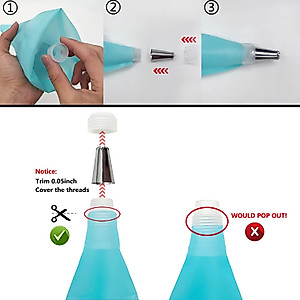 Piping Bags and Tips Set, Frosting Piping Kit for Baking with Reusable Pastry Bags and Tips, Standard Converters, Silicone Rings, Cake Decorating Tools Supplies for Cookie Icing, Cupcake