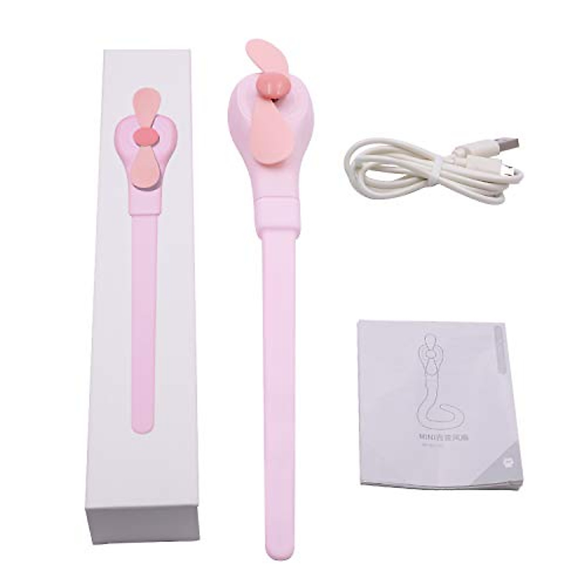 TRELC Mini Handheld Fan, Folding Table Fan Pocket Fan with 360° Rotatable Flexible Stand, Ultra Quiet Rechargeable Portable Fan for Stroller Bike Camping BBQ Gym Office Room Car Traveling (Pink)