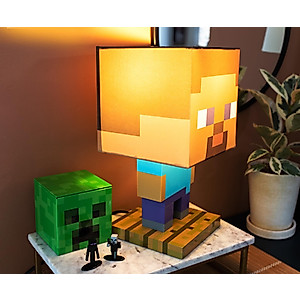 Minecraft Steve Figural 13-Inch LED Desk Lamp | Mood Light For Nightstand Table, Shelf