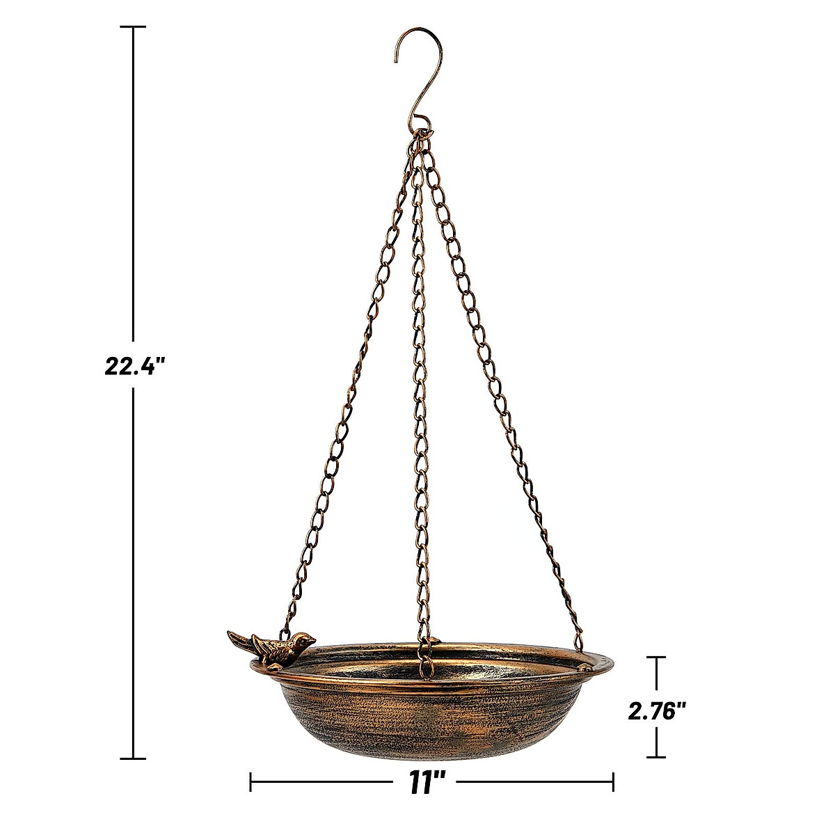 MNRYLKB Metal Hanging Bird Baths for Outdoors,Outdoor Bird Feeder,Backyard, Patio Garden Yard Decoration (Gold)