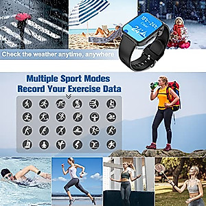 Smart Watch for Men And Women，2023 Newest Fitness Tracker for Android and iOS Phones with Waterproof Large Screen (Make/Answer Call)，Sleep Tracking for Health Heart Rate Fitness Smartwatches Black