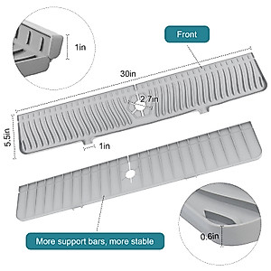 30 inch Kitchen Sink Splash Guard, Faucet Splash Guard, Kitchen Faucet Mat, Longer Silicone Sink Mat for Kitchen Counter, Bathroom, Farmhouse, Drip Protector Splash Countertop (Gray)