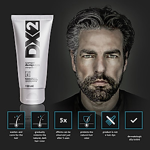 DX2 - Prevent Grey Hair Shampoo for Men - Gradual Dark Color Restoration, Daily Care to Protect Follicle Pigmentation - 150ml