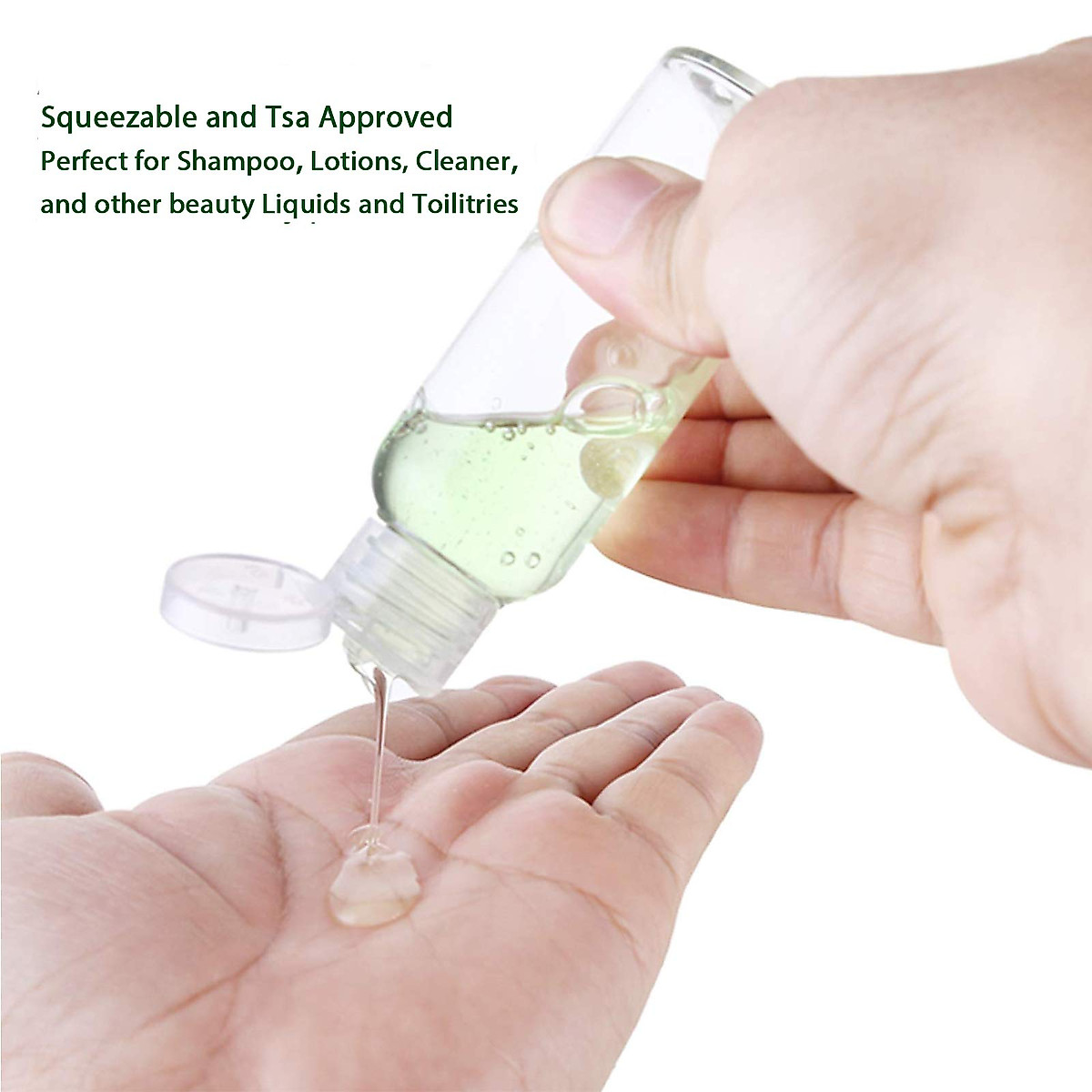 YICTEK Travel Bottles Containers for Toiletries Tsa Approved with Clear Quartz Size Bag, Refillable Plastic Bottles Kit for liquids