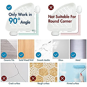 TAILI Suction Corner Shower Caddy 2 Pack, Bathroom Shower Shelf Storage Basket Wall Mounted Organizer for Shampoo, Conditioner, Plastic Shower Rack for Kitchen & Bathroom, Drill-Free Removable