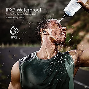 Bonweise Wireless Earbuds Bluetooth Headphones, Ear Buds Wireless Bluetooth Earbuds with Microphone,IPX7 Waterproof Headphones Sport Earbuds for Gym Running Workout,30Hrs Playtime/LED Digital (Black)