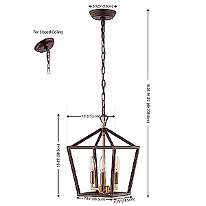 JONATHAN Y JYL7601D Ojai 10" 3-Light Iron Classic Modern Lantern Bohemian, Cottage, Farmhouse, Rustic, Transitional LED Pendant, Oil Rubbed Bronze/Brass Gold