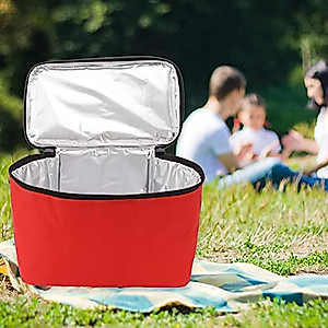 Aqur2020 Insulated Grocery Bag, Sustainable 3 Layers Large Capacity Food Transport Carrier Portable Reinforced Handles with Zipper for Camping (Red)