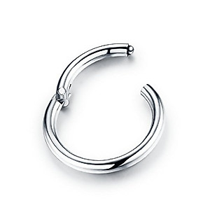5Pairs Surgical Stainless Steel 16G Sleeper Cartilage Daith Tiny Small Hoop Earrings Mini Septum Hinged Clicker Nose Ring Helix Tragus Piercings Unisex Fashion Huggie Hoops Set 6-14MM (Silver)