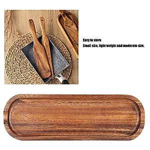 Spoon Rest for Kitchen Counter, Wood Spatula Shovel Storage Tray Cooking Utensils Holder Base for Ladle Spatula Spoons Tongs, 10.2x3.3x0.8in