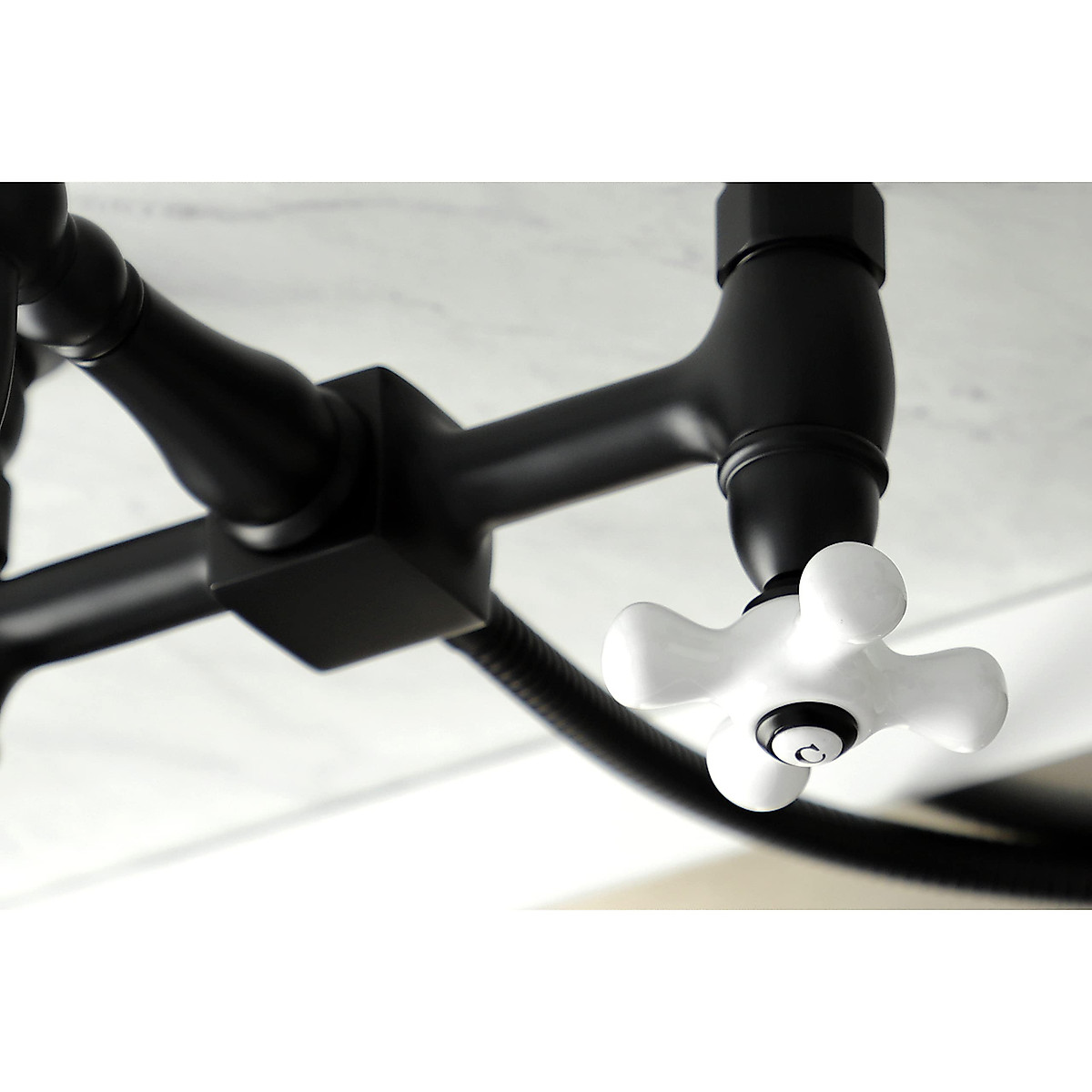 Kingston Brass KS1260PXBS Heritage Wall Mount Bridge Kitchen Faucet Sprayer, Polished Brass