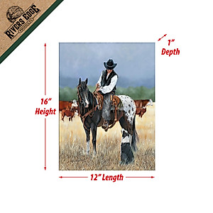 Rivers Edge Products Canvas Wall Art, Licensed Art by Victoria Wilson-Schultz, Country Wild West Western Decor for Bedroom Home Office and Living Room Wall Decor, 12 Inch x 16 Inch, Range Cabin