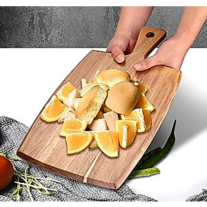 Best Acacia Wood Cutting Board with Handle Wooden Charcuterie Board Kitchen Chopping Boards for Bread Meat Cutting boards Fruit Cheese Serving Board Butcher Block Carving Board, 17" x 10"