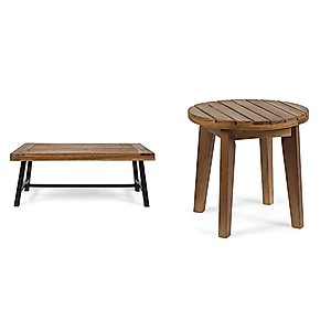Christopher Knight Home Carlisle Outdoor Acacia Wood Coffee Table + Christopher Knight Home Parker Outdoor 16" Acacia Wood Side Table