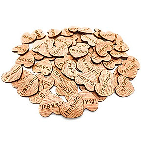 Wooden Heart Confetti ~ It's A Girl ~ Wood Hearts, Wood Confetti Engraved Love Hearts- Rustic Wedding Decor (100 count)