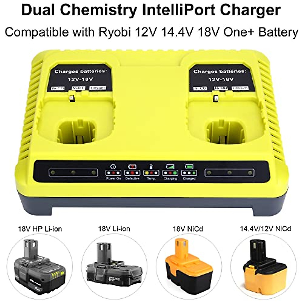 Biswaye P117S Dual Chemistry Fast Charger Compatible with Ryobi 12V-18V ONE+ Battery Lithium NiCad NiMh P102 P190 P189 P108 P105 P103 P107 PBP004 PBP005 PBP003 PBP002