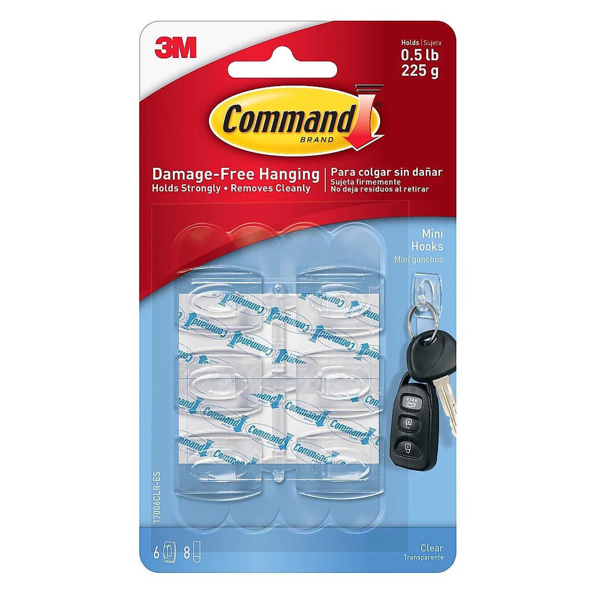 Command™ Clear Mini Hooks Mega Pack 17006CLR-42ES, 42 hooks, 48 Strips