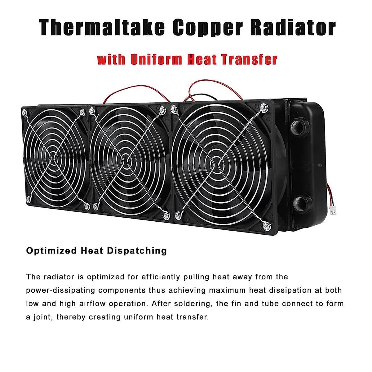 ASHATA CPU Water Cooling Radiator 18 Pipe Aluminum Heat Exchanger for Computer PC CPU Water Cool System, Water Cooling Drain Row with Fan Radiator, 120mm x 360mm