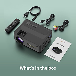 WiFi Bluetooth Projector, WEWATCH Native 1080P Mini Portable Projector, 260" Screen and 5W Speaker, Movie Projector for Outdoor Compatible with TV Stick, HDMI, iOS Android