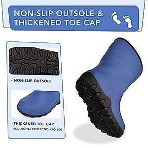 FUNCOO PLUS Kids Winter Rain Boots, Insulated Snow Boots, Children Waterproof Mud Boots, Boys Warm Rain Boots, Little Kid Size 2, Navy