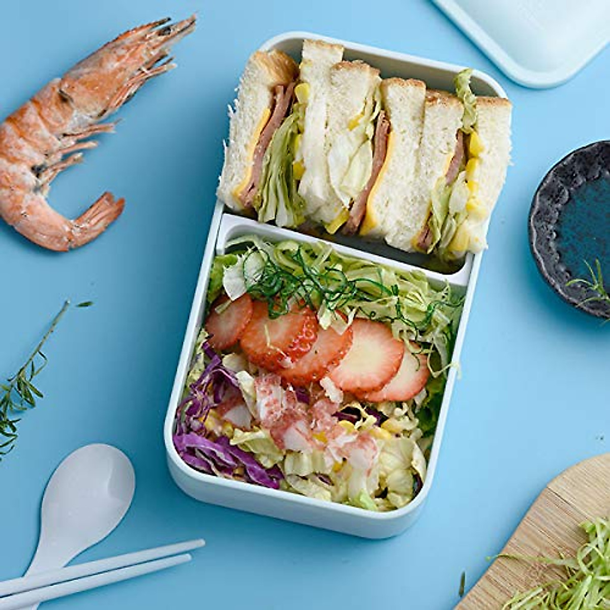 Back to School Students Adults Lunch Box for Men Japanese Bento Box 2 Tier Lunchbox Stackable Food Container with Built-in Utensil Set Insulated Lunch Bag Soup Mug Compartment for Office Work Camping