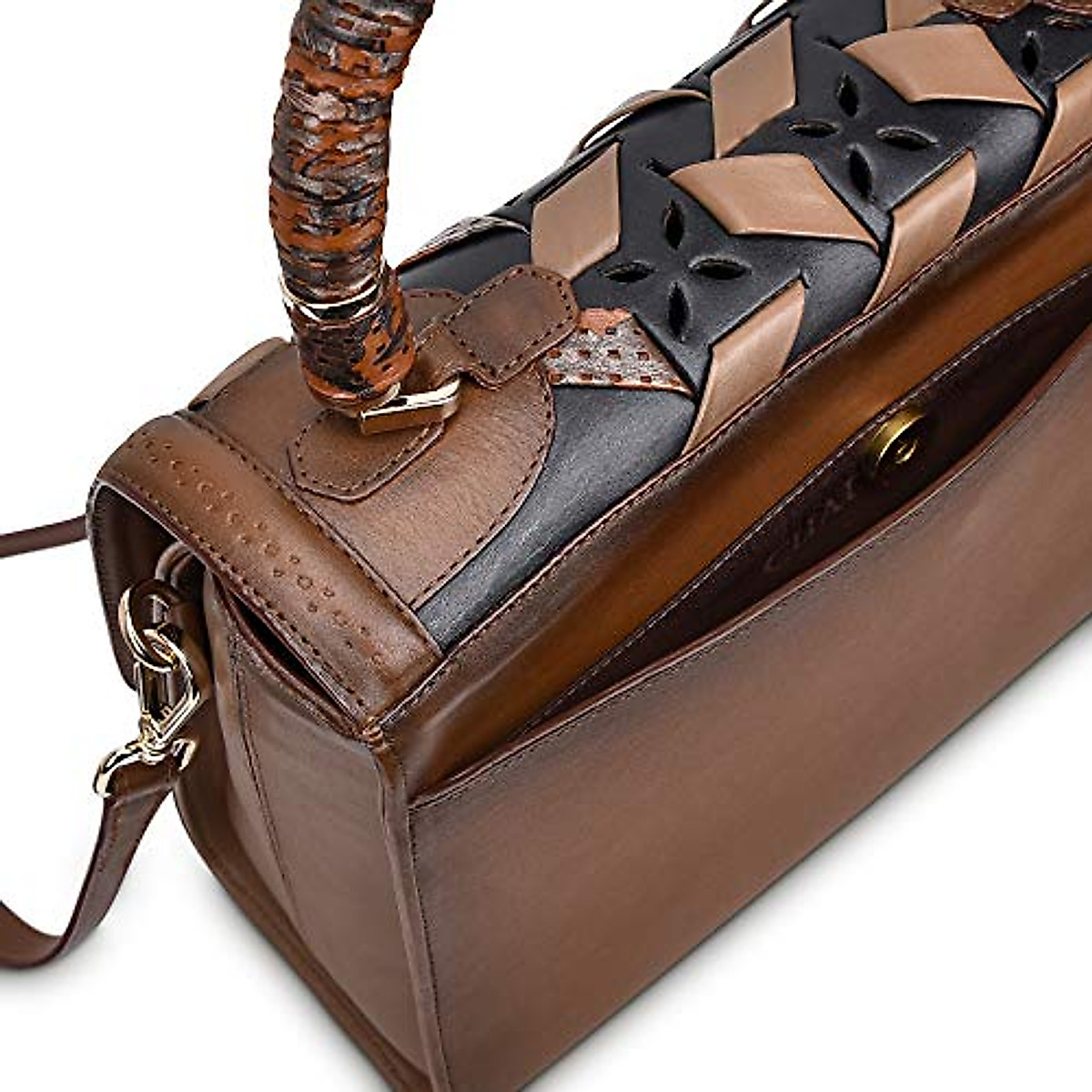 Cuadra Women's Satchel Bag in Genuine Leather Brown