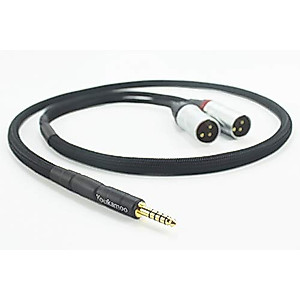 Youkamoo 4.4mm to Dual XLR Male Balanced Audio Headphone Adapter Silver Plated Cable 3 FT 1M