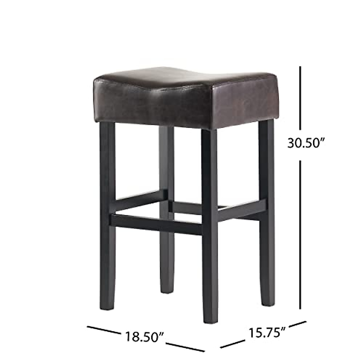 Christopher Knight Home Portman Leather Backless Barstools, 2-Pcs Set, Brown