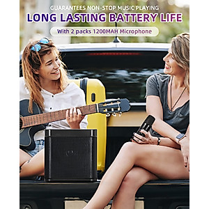 Mini Karaoke Machine for Adults and Kids,Portable Bluetooth Karaoke Speaker for TV, with 2 Wireless Microphones PA Speaker System for Indoor Outdoor Party, Family Party Singing (Elegant Black)