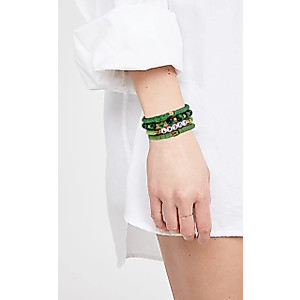 GOOTII Green Bracelets for Women Stackable Inspirational Message Clay Bead Crystal Stone Beaded Stretch Bracelets Set Friendship Boho Handmade Green Jewelry