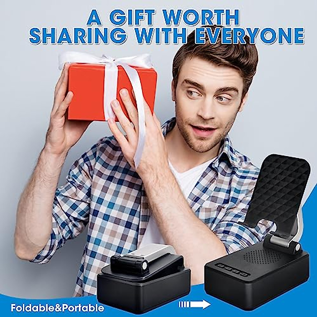 RSUARSUA Cell Phone Stand with Bluetooth Speaker HD Surround Sound Bluetooth Speaker Adjustable Phone Holder Gifts for Women Men Wide Compatible with Cell Phone and Tablet (A-Black)