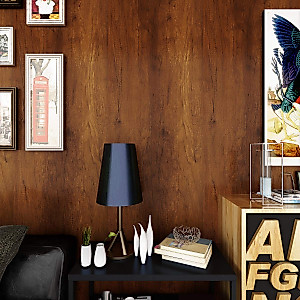 Livelynine 15.8x197 Inch Brown Wood Wall Paper Peel and Stick Countertop Kitchen Cabinet Contact Paper Waterproof Self Adhesive Shelf Liner Wood Grain Vinyl Wrap for Cabinets Furniture Table Cupboard