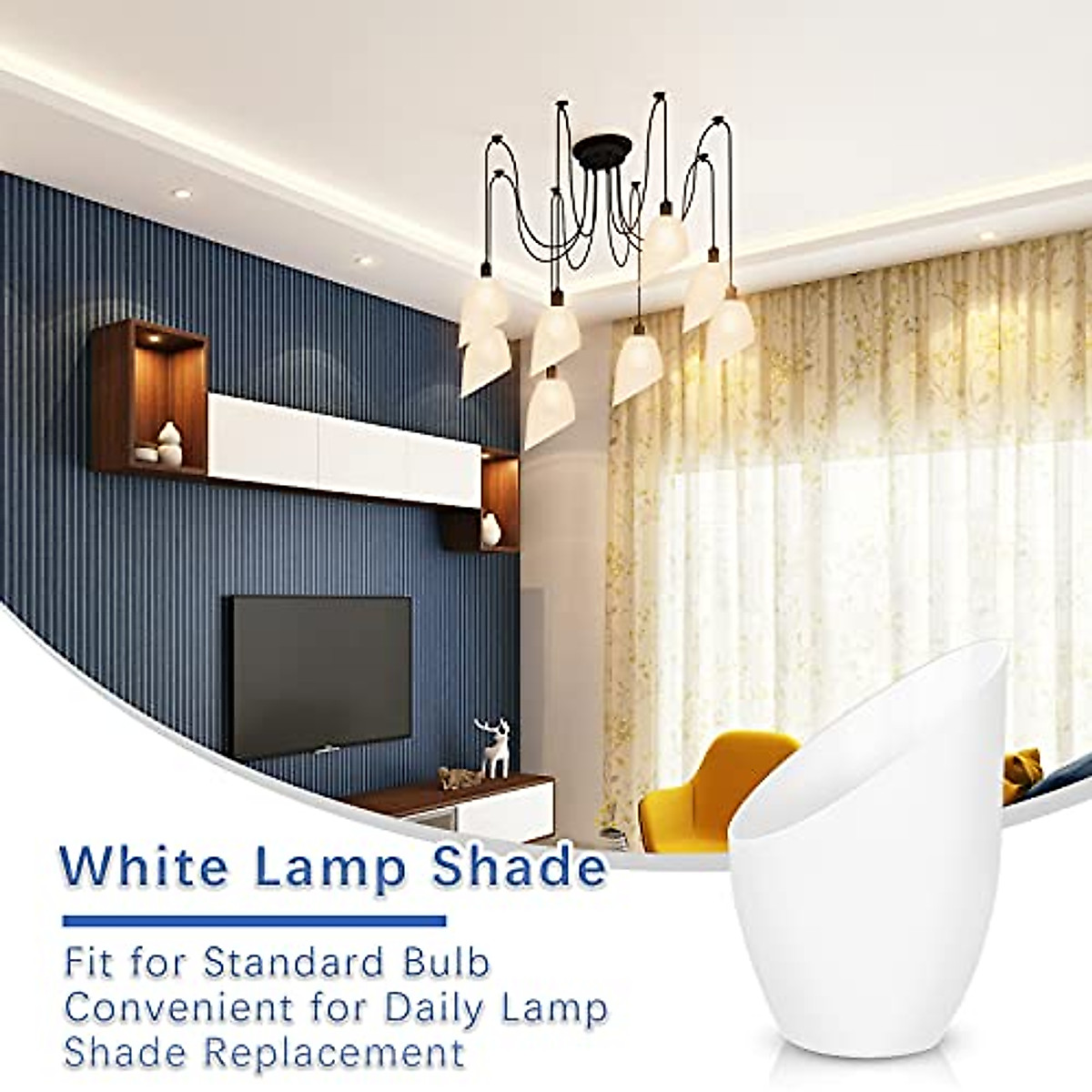 8 Pieces Plastic Lamp Shade Replacement White Lamp Shade 1.65 Inch Floor Lamp Light Covers Ceiling Fan Globe Replacement for Bedroom Living Room Floor Lamp Ceiling Fan Light Covers