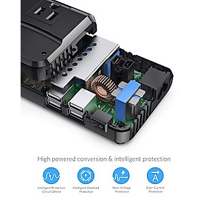 BESTEK Power Converter Adapter 220V to 110V Voltage Converter International Outlet Adapter with 6A 4 -Port USB Charging and UK/EU/AU/US Universal Travel Adapter(Black)
