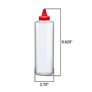 Amazing Abby 24-Ounce Plastic Squeeze Bottles (Set of 6), Reusable Condiment Bottles, BFA-Free, Dishwasher-Safe, Perfect for Ketchup, Mustard, Mayonnaise, Sauces, Condiments, Dressings, and More