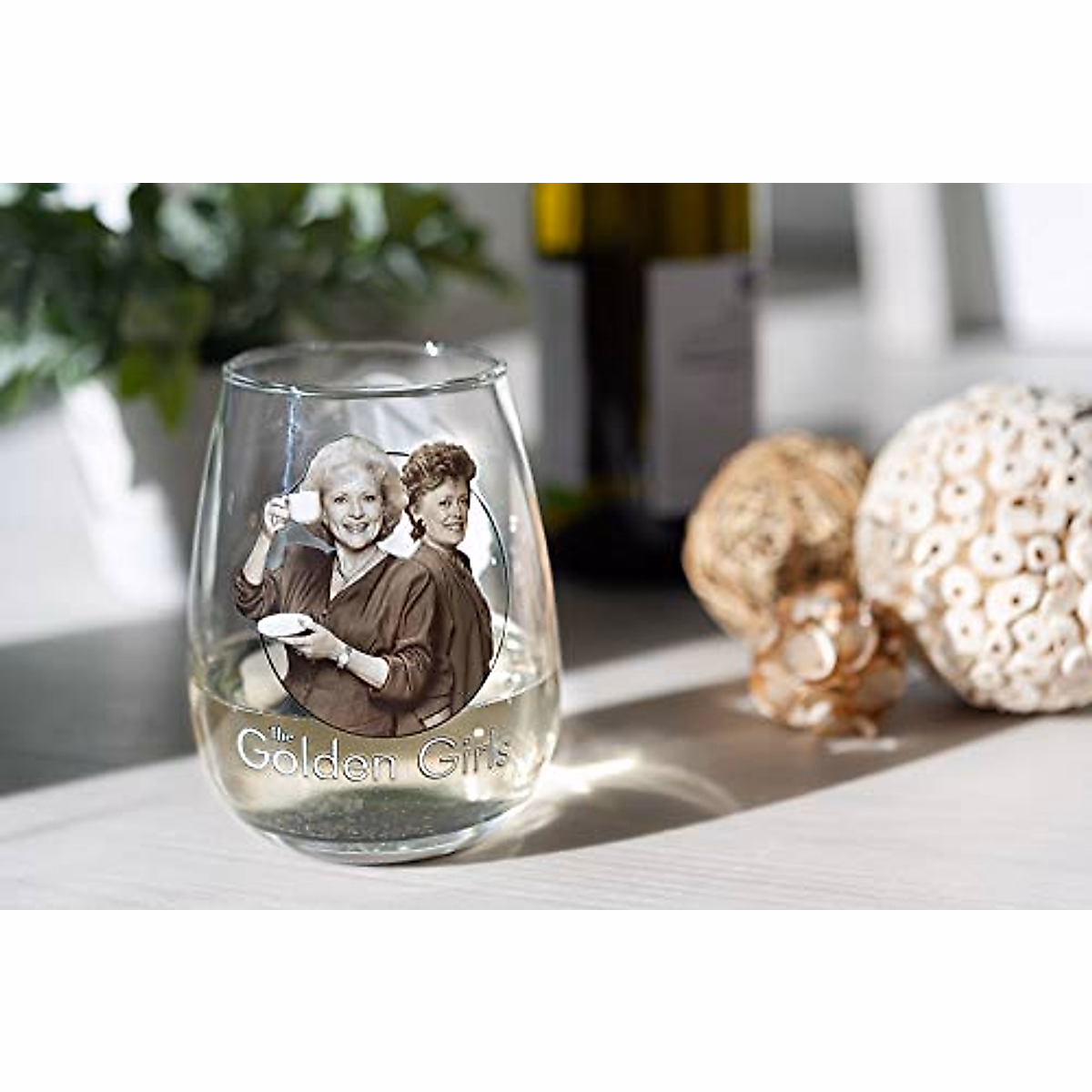 JUST FUNKY The Golden Girls Black and White Stemless Wine Glass - 16-Ounces