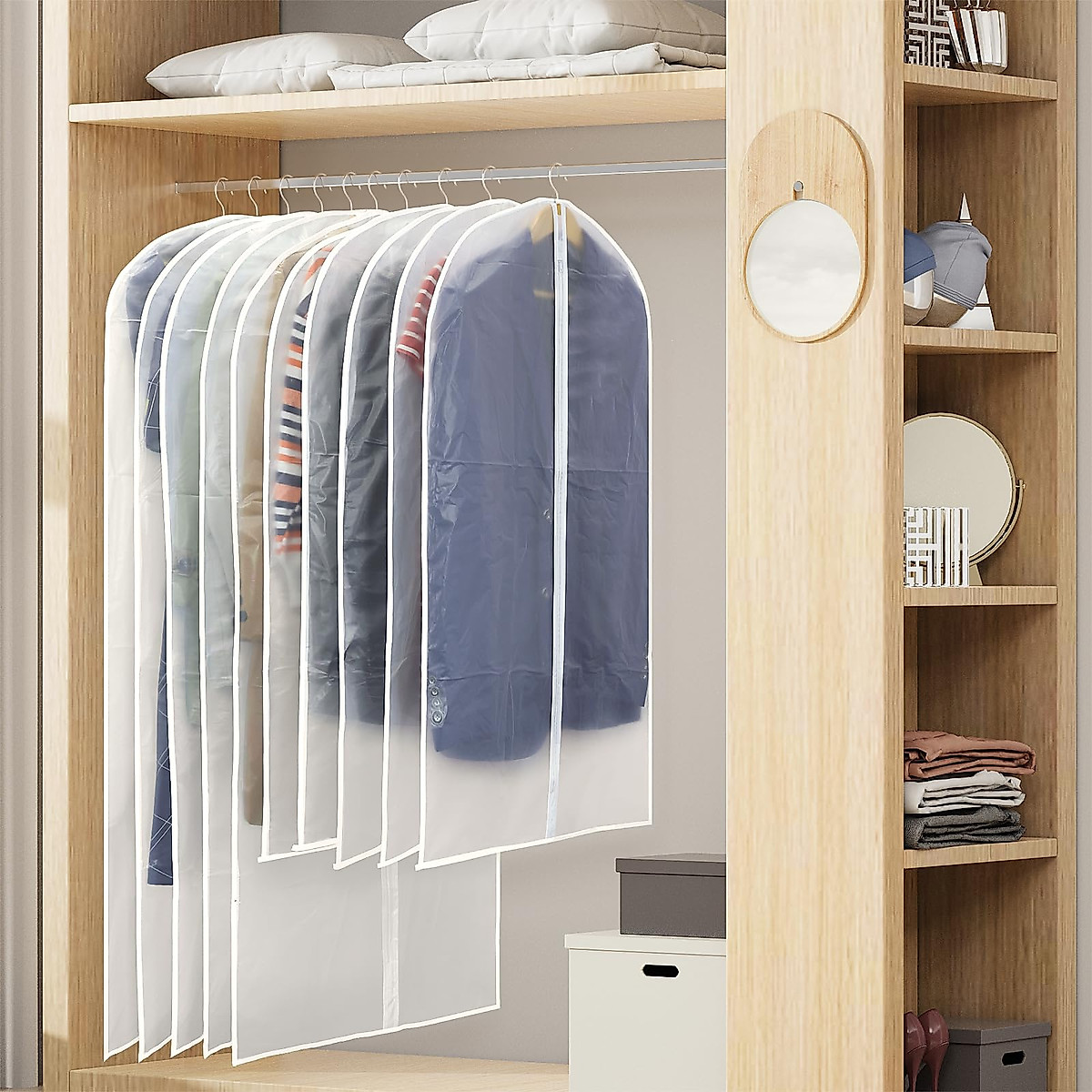 10 Pack 40" Garment Bags for Hanging Clothes,Clothes Bags for Storage Hanging,Moth P-roof Garment Bags,Garment Bags for Storage,Hanging Clothes Storage