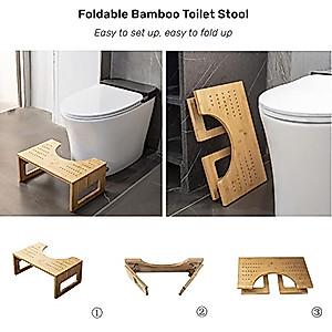 HISSEN MILE Bamboo Toilet Stool, 7Inch, Foldable, Potty Stool for Adults, Comfortable and Durable