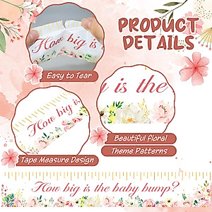 Baby Shower Games, 2 Rolls 2 Inch x 150 Feet Belly Measure Game, Floral Baby Shower Tummy Measure Belly for Baby Shower Party Supplies