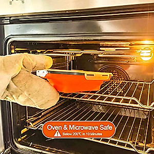 Pizza Pack Storage Containers Expandable Collapsible, Silicone Pizza Box with 5 Microwavable Serving Trays, Pizza Storage Containers for Travel Hiking Camping, Microwave and Dishwasher Safe (Orange)