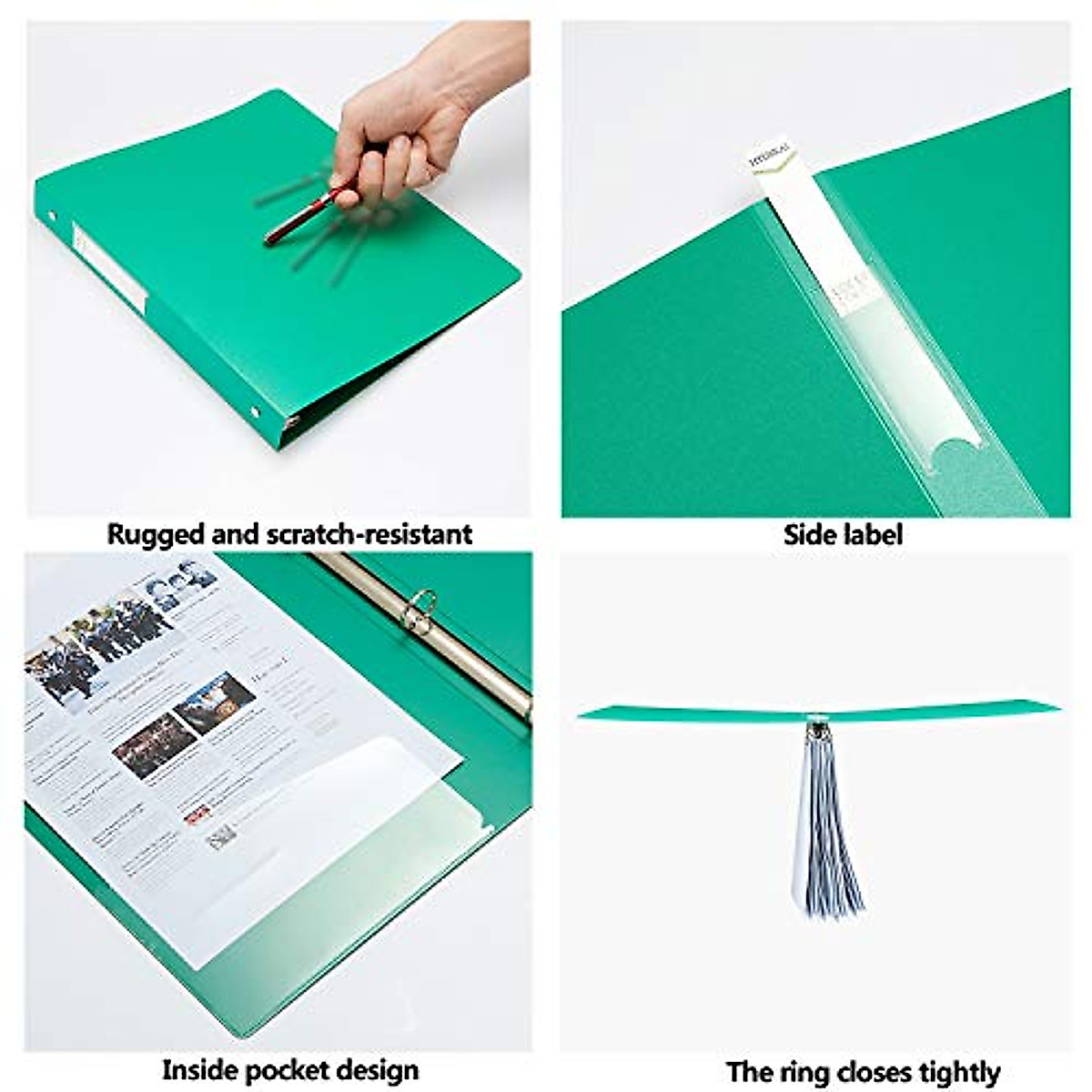 3 Ring Binder, HYUNLAI 3 Ring Binder 1 Inch, 1 Inch Binder Holds 8.5"11" Paper, Round Ring Binder Suitable for School, Home and Office(6 Pack)