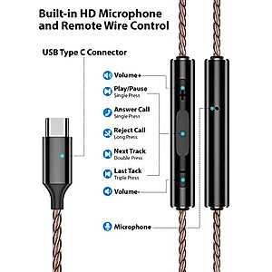 Wooden USB C Headphones for Galaxy S22 S23 Ultra S21 S20 FE Z Flip4 3, In-Ear Type C Earbuds Wired Earphones with Mic Noise Canceling Stereo Bass for Pixel 7 6 6a 5a 5 MacBook Air Pro iPad Air 5 Mini6