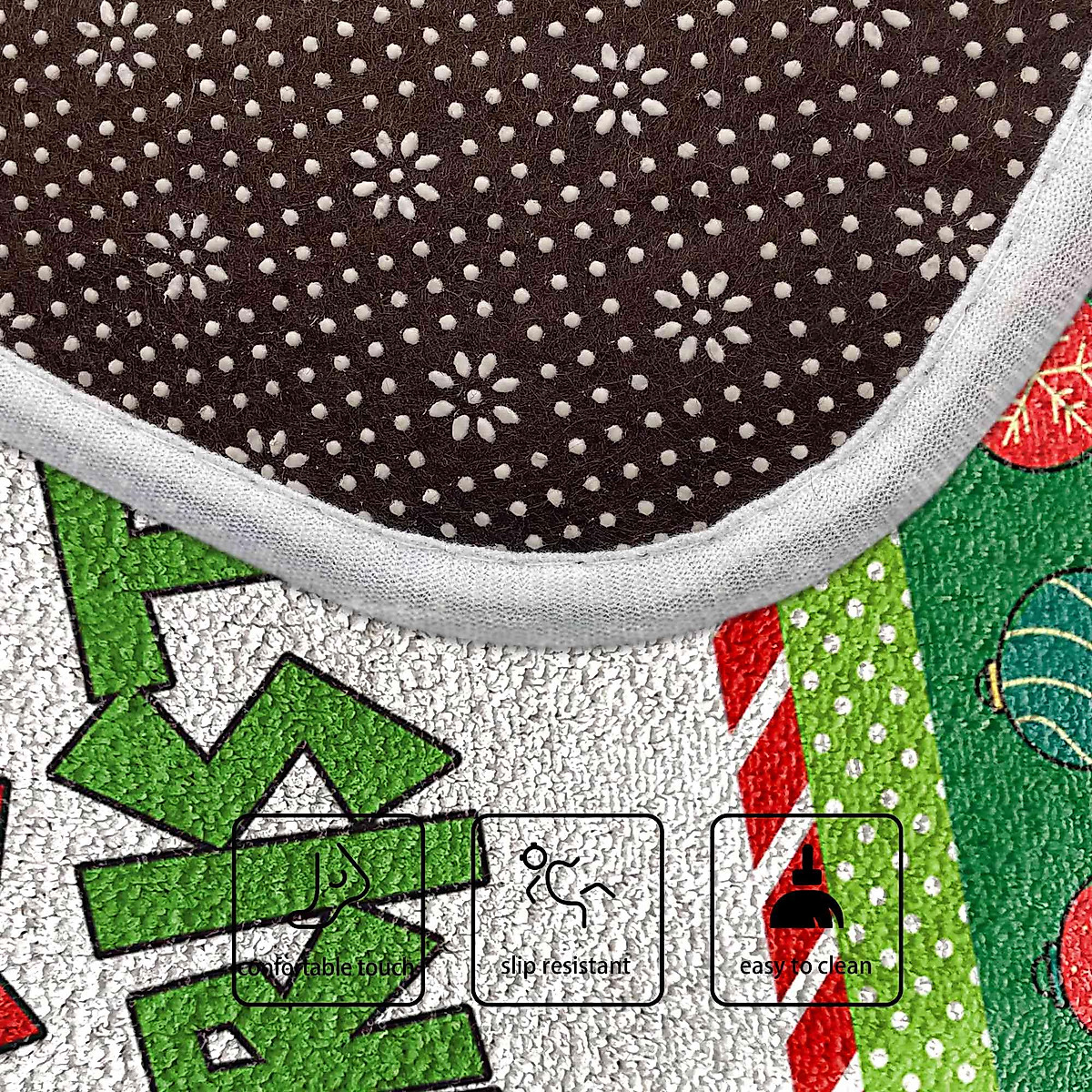 Moladika Merry Christmas Kitchen Mats Set of 2 Grinchmas Kitchen Mats for Floor Winter Xmas Tree Red and Green Cushioned Anti-Fatigue Floor Mats