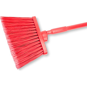 SPARTA 41082EC05 Plastic Color Coded Broom, Flagged Bristles, Long Broom With Angled Head For Large Debris, 56 Inches, Red